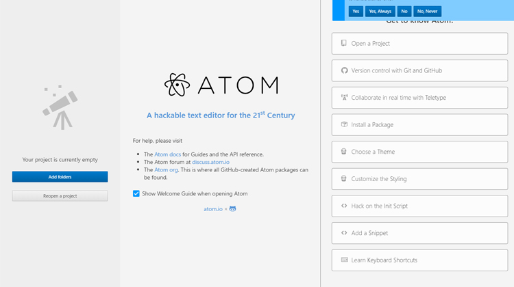 ATOMの不要な画面を消して使いやすいインターフェースにしよう！ - いかする